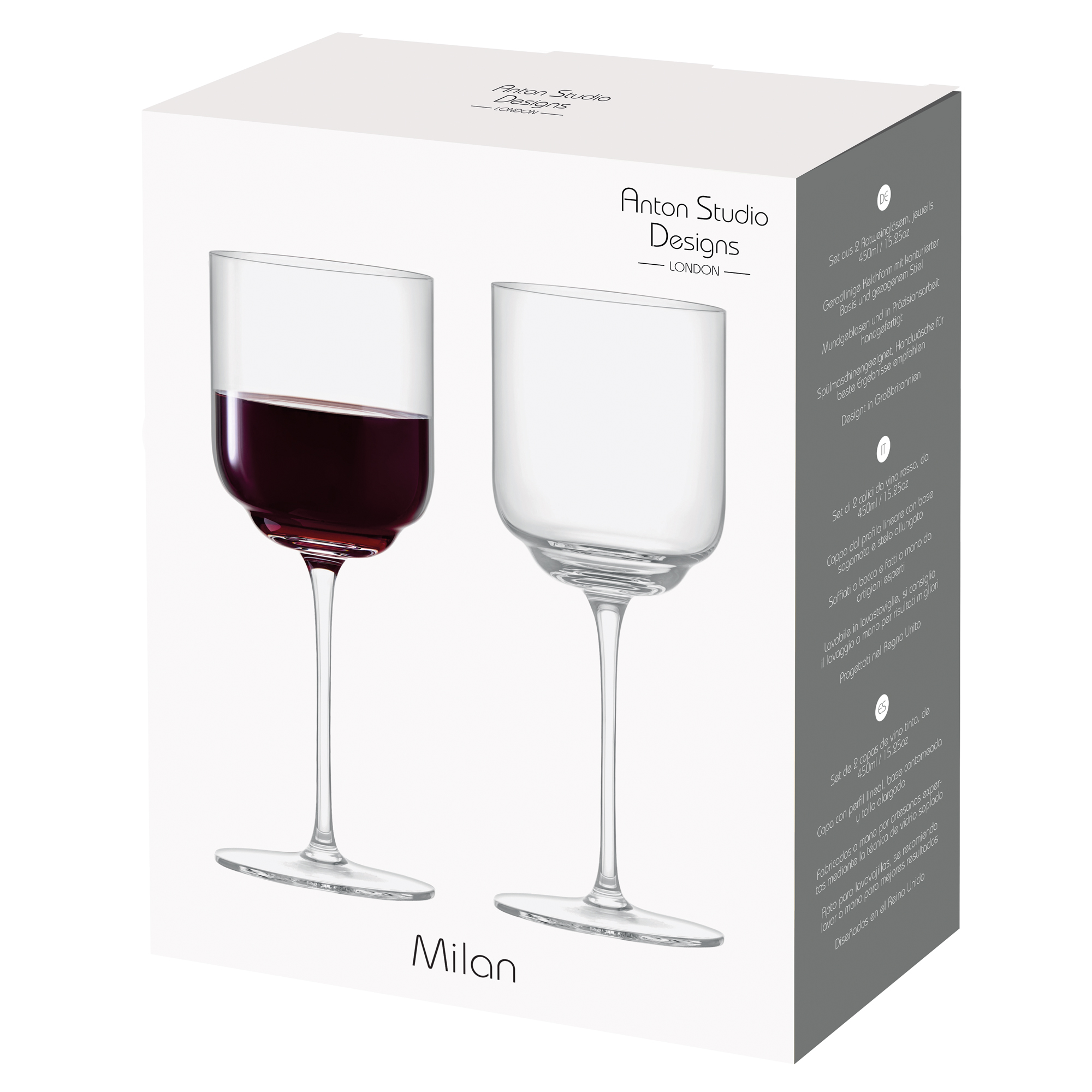 Milan Red Wine Glasses, Set of 2 - Anton Studio Designs
